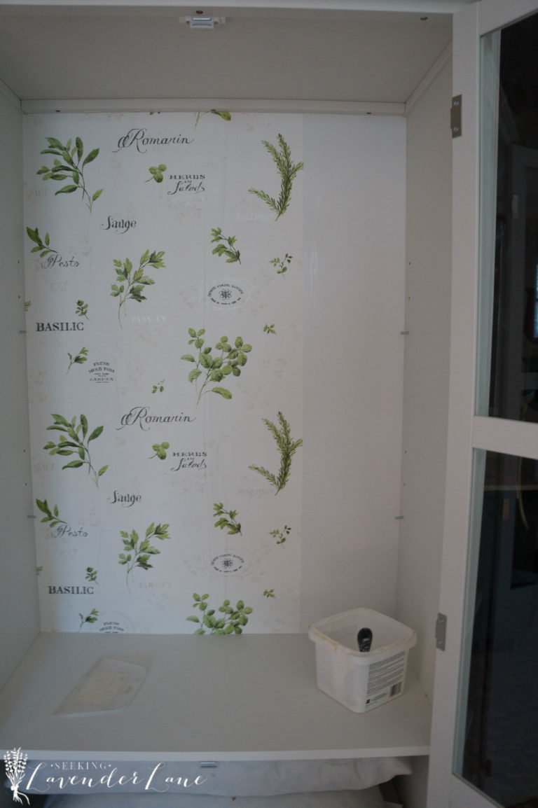 Adding Wallpaper to the Linen Cabinet - Seeking Lavender Lane