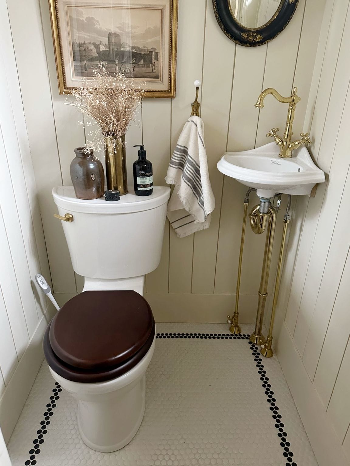 Tiny English Cottage Style Powder Room Makeover - Seeking Lavender Lane